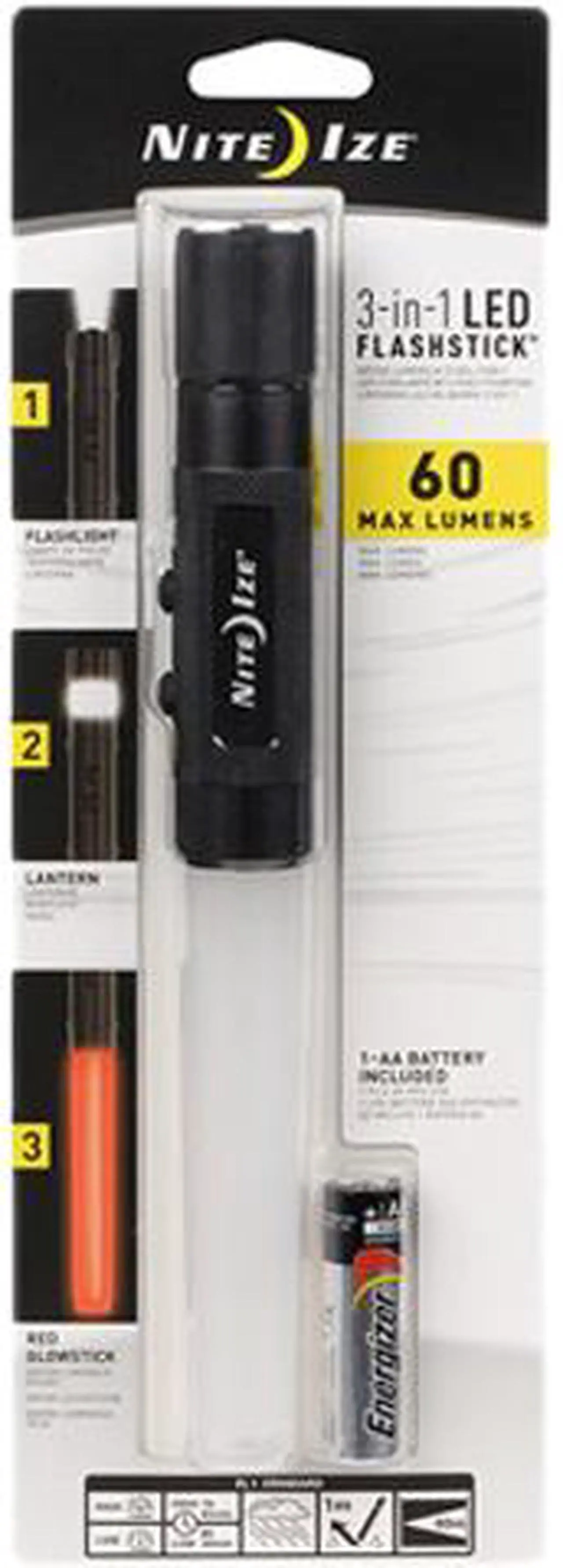 Nite Ize NLS1A-M1-R7 3-in-1 LED FlashStick - Black/Red Cone - Newegg.com