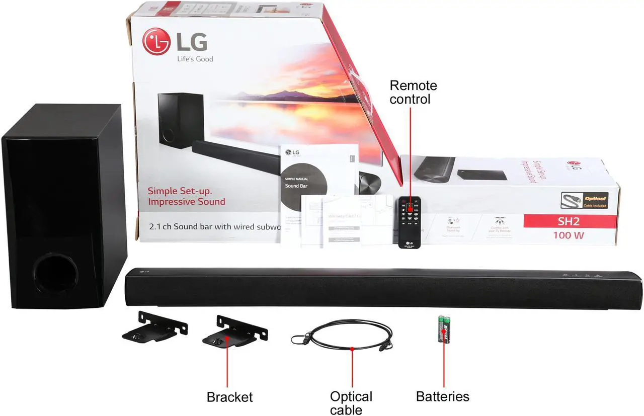 LG SH2 100W 2.1ch Sound Bar with Bluetooth Connectivity - Newegg.com