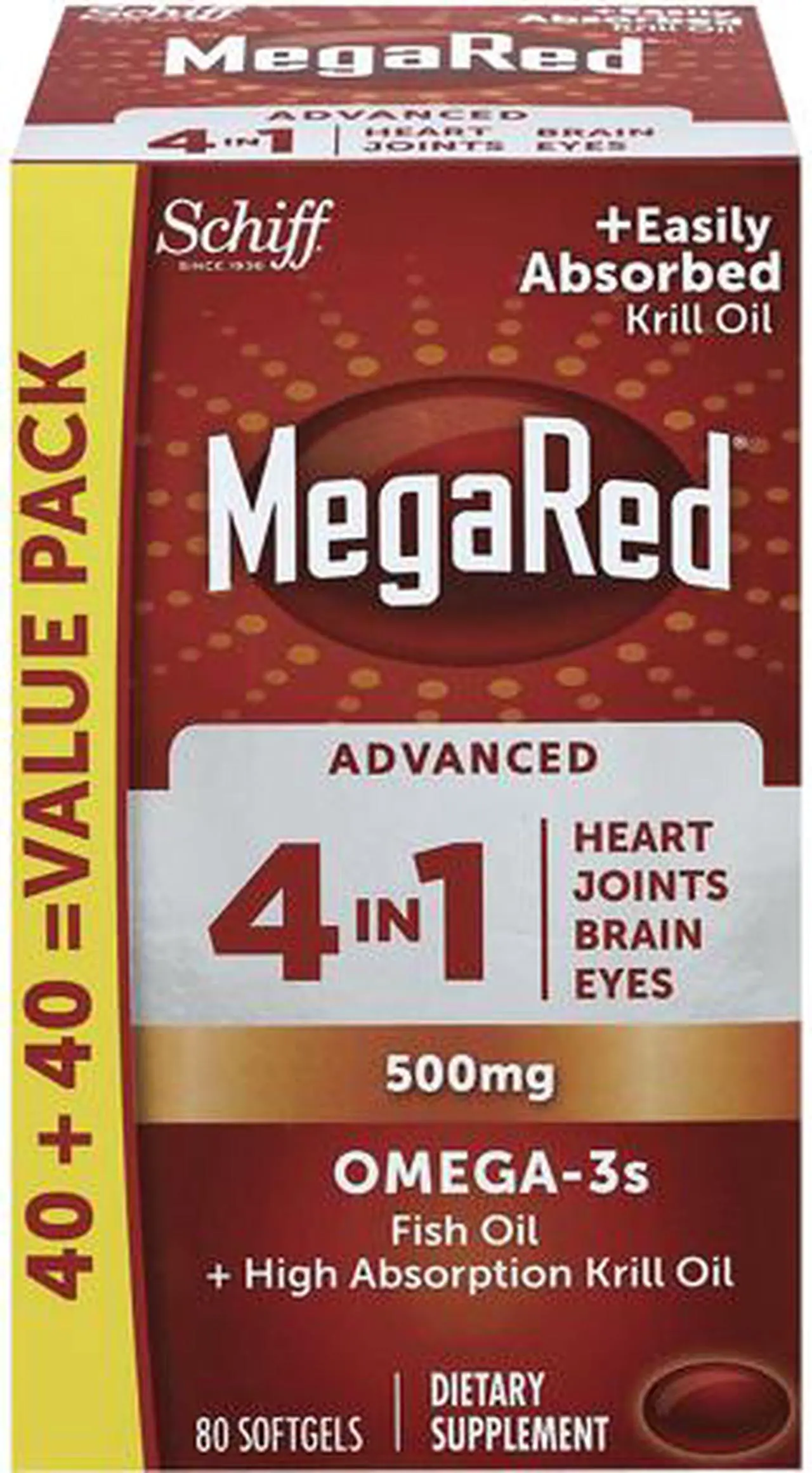Schiff Vitamins MEGARED Advanced 4 in 1 Omega-3 Softgel, 80 Count ...