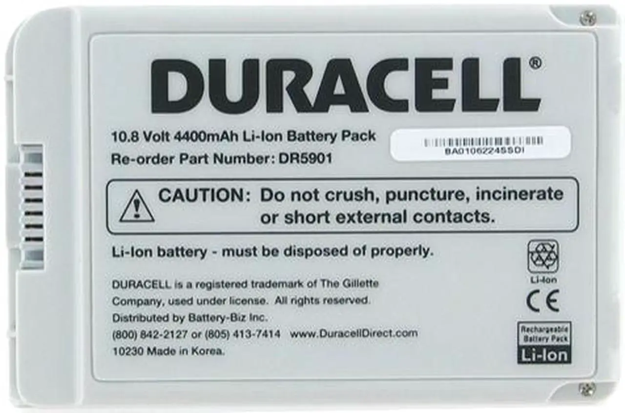 Battery-Biz iBook G4 12" (White, Dual USB) Duracell Battery Model ...