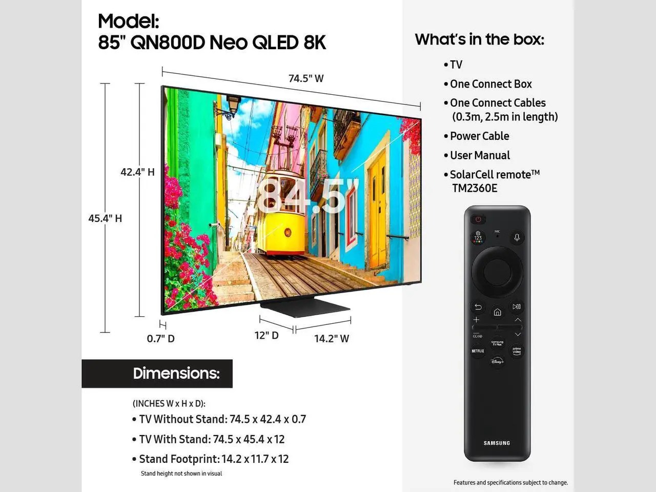 Samsung 85" Class QN800D Series Neo 8K QLED Tizen™ Smart TV ...