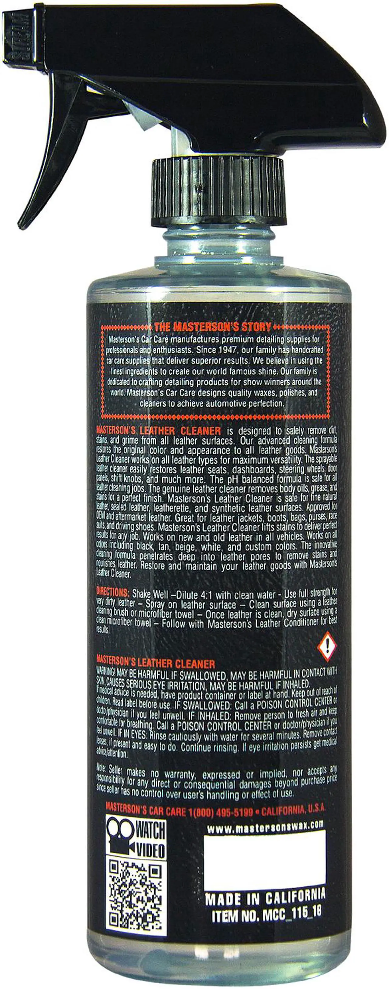 Masterson's - Leather Cleaner 16 oz - MCC_115_16 - Made in America ...