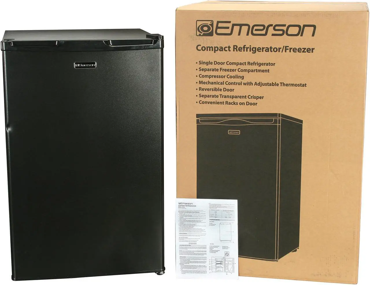 Refurbished: Emerson 4.5 Cu. Ft. Compact Refrigerator Black CR519B ...