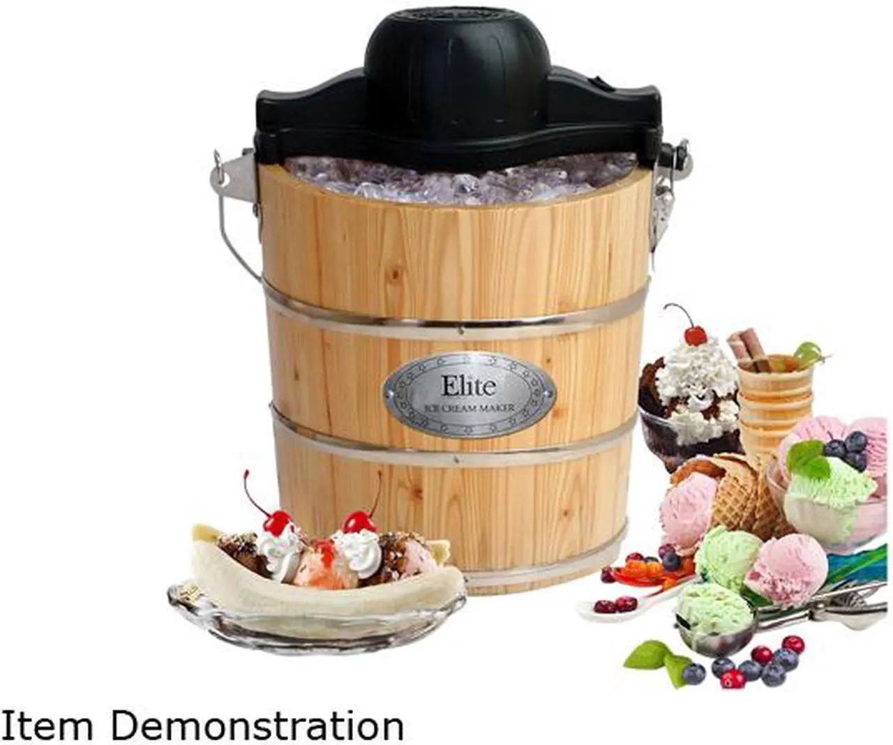 Elite Gourmet EIM-502 4Qt. Old Fashioned Pine Bucket Electric/Manual ...