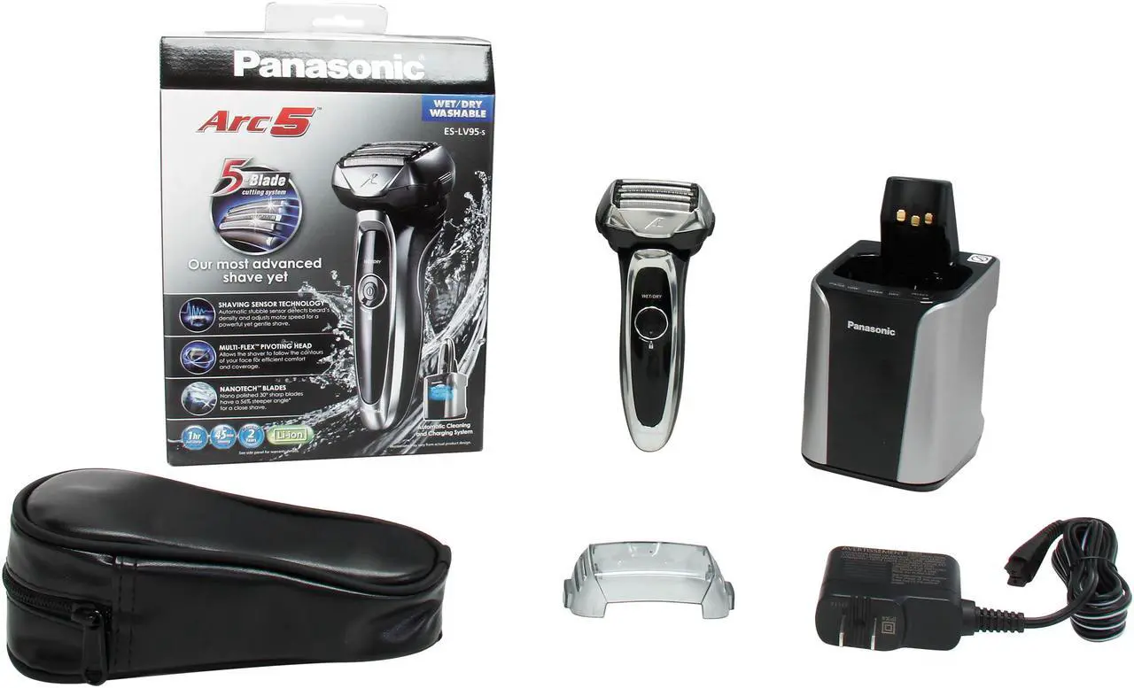 Panasonic ES-LV95-S 5-Blade Wet/Dry Shaver with Cleaning & Charging ...