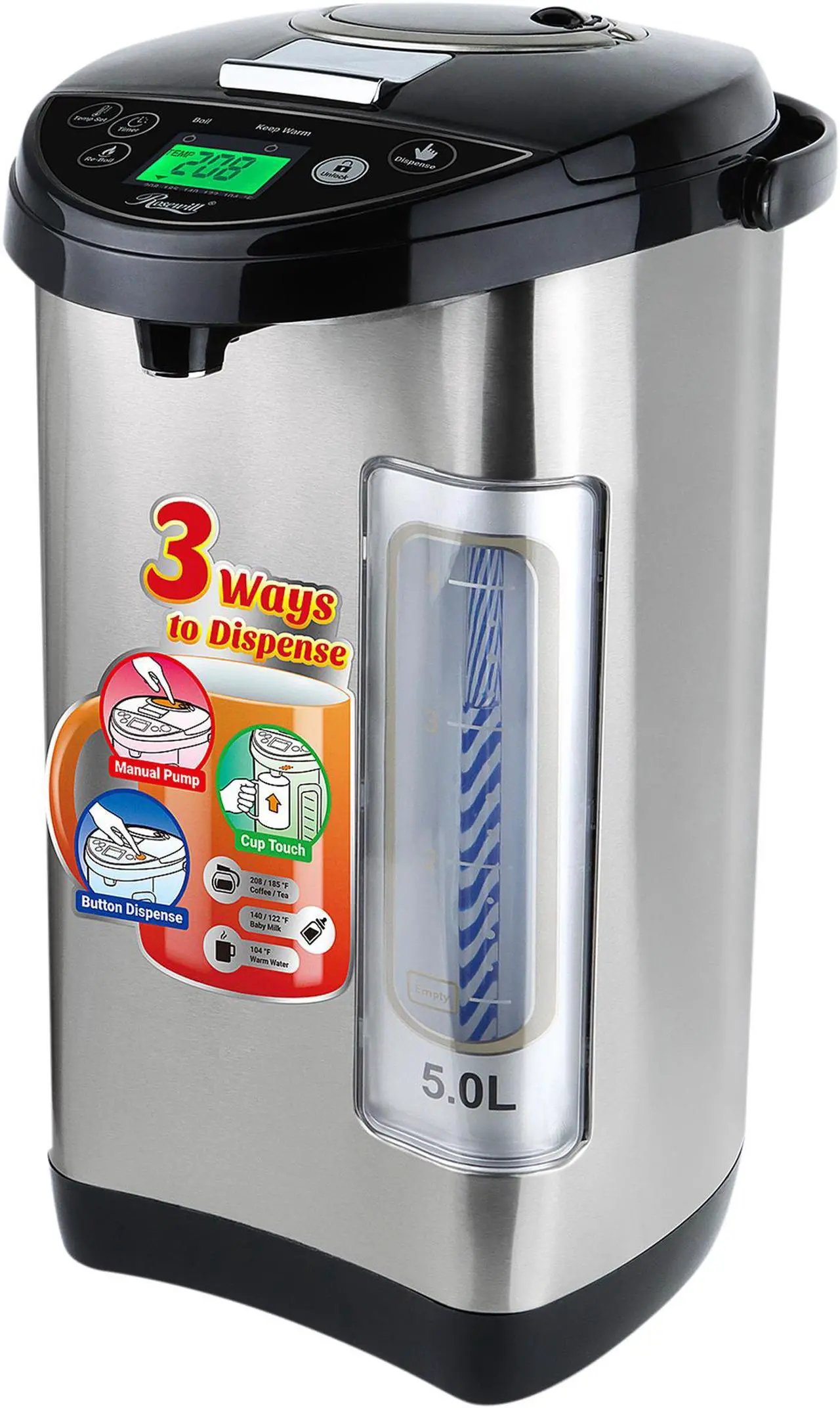Open Box: Rosewill 5L Hot Water Boiler Warmer Pot, 5 Keep-Warm ...