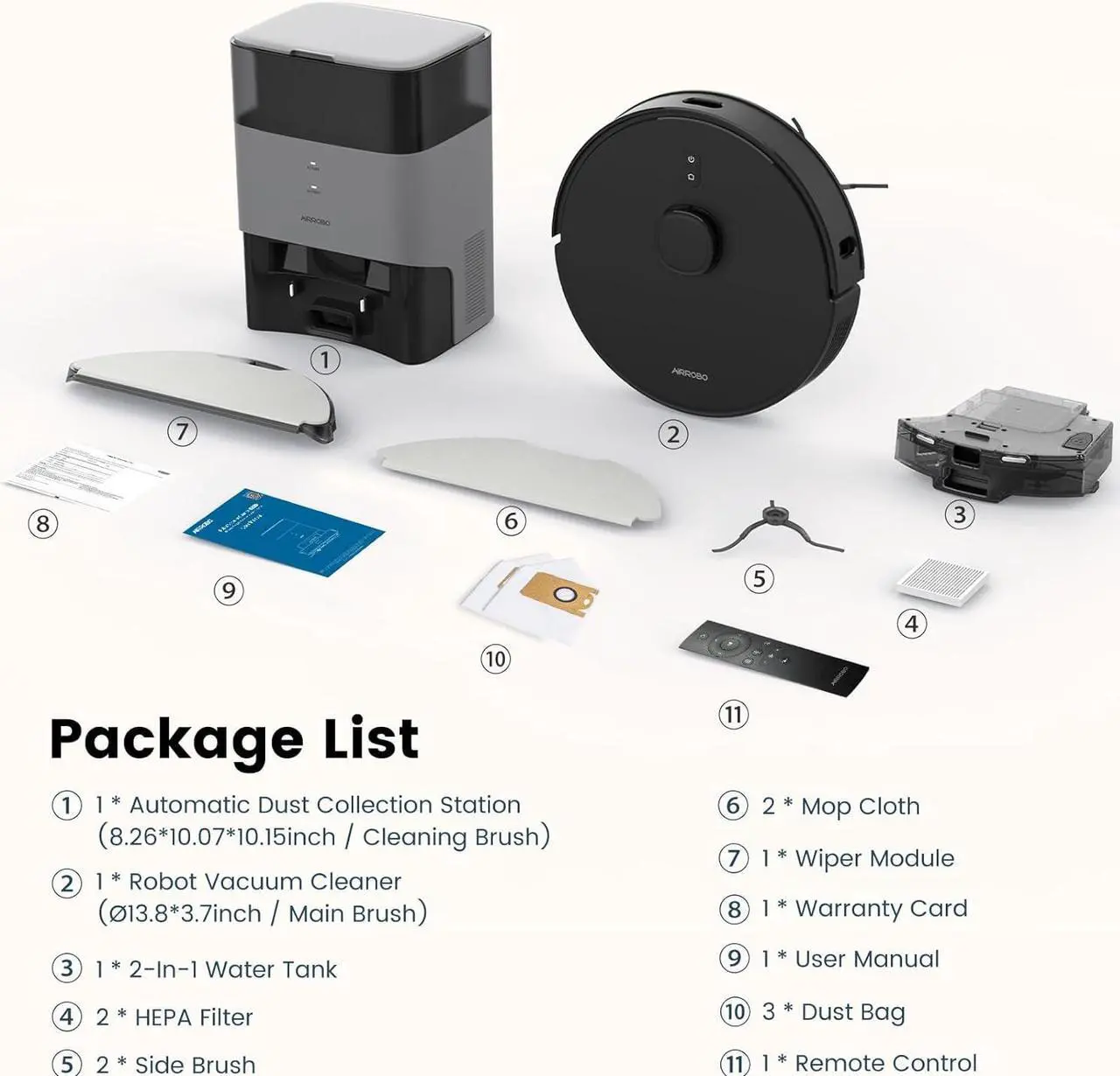 AIRROBO T20+ Robot Vacuum and Mop (2600Pa Suction) Auto-Empty Station ...