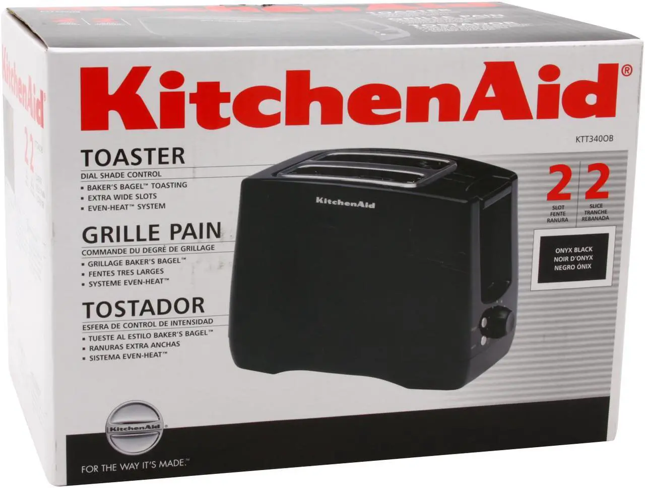 KitchenAid KTT340OB Onyx Black 2-Slice Polycarbonate Toaster - Newegg.com