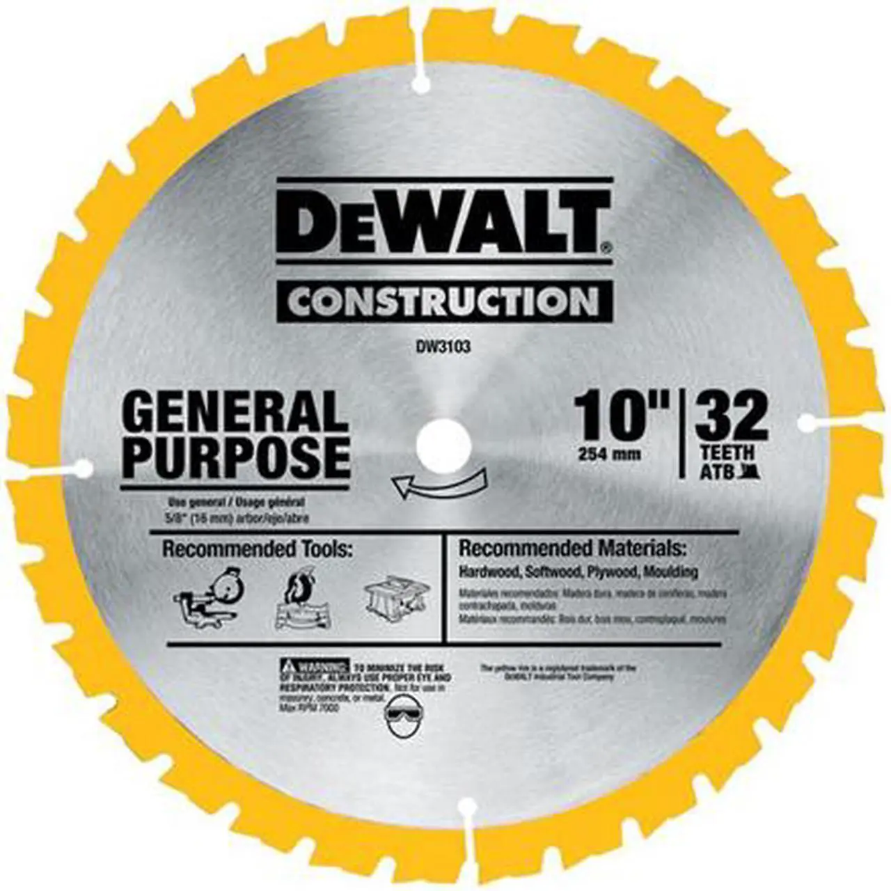 DEWALT DW3106 Series 20 10" 60T Fine Finish Saw Blade - Newegg.com