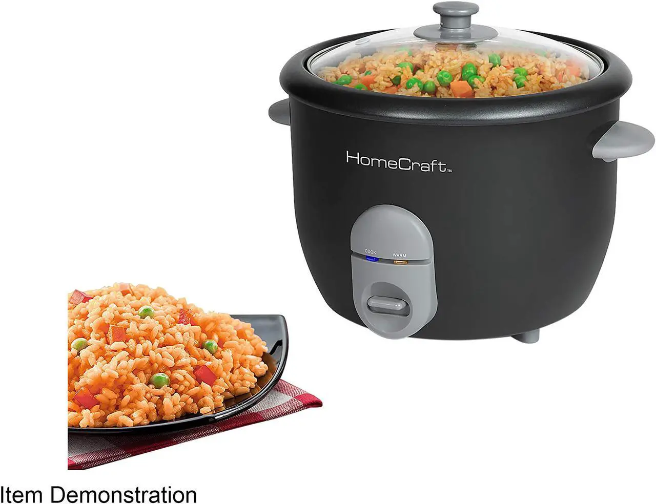 Nostalgia HCRC16BK Black HomeCraft 16-Cup Rice Cooker & Food Steamer ...