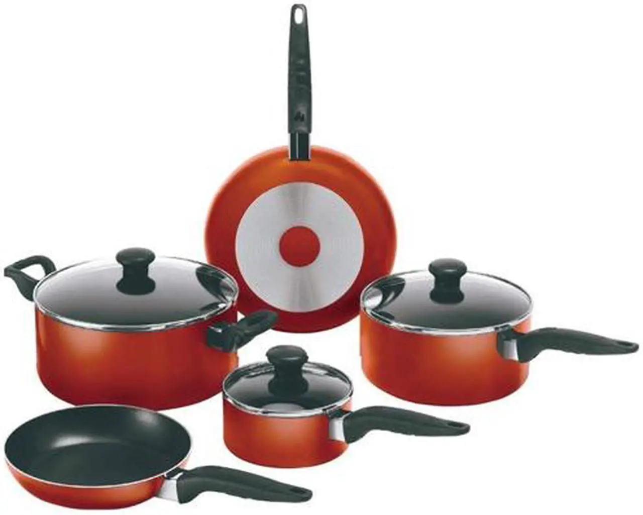 Mirro A796SA64 Get-A-Grip 10-Piece Nonstick Cookware Set Red - Newegg.com