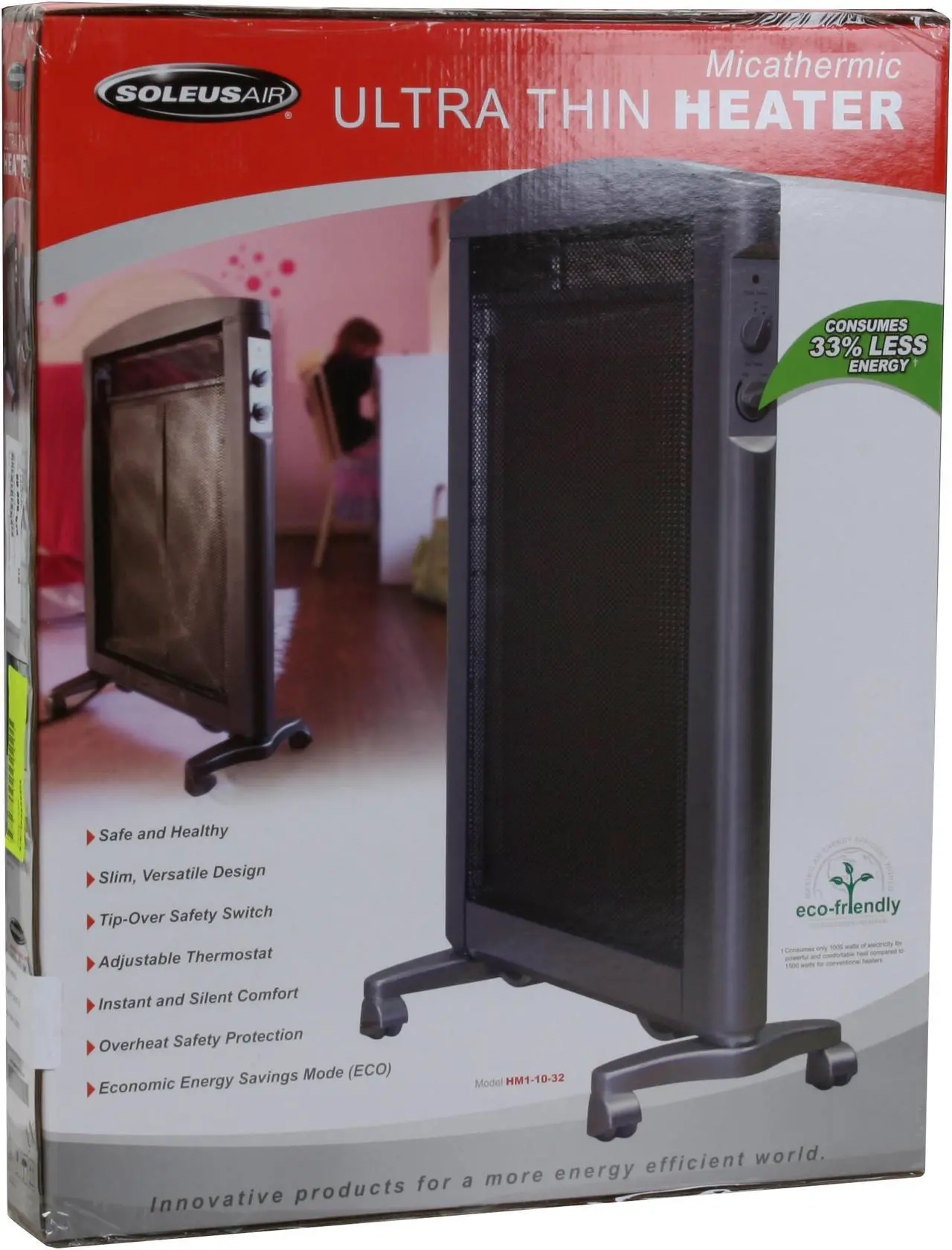 Soleus Air HM1-10-32 Micathermic Flat Panel Heater with Dial Control ...