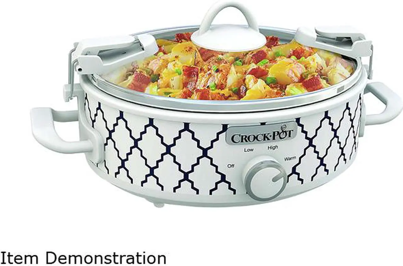 CROCK-POT SCCPCCM250-BT White/Blue Pattern 2.5-Quart Oval Slow Cooker ...