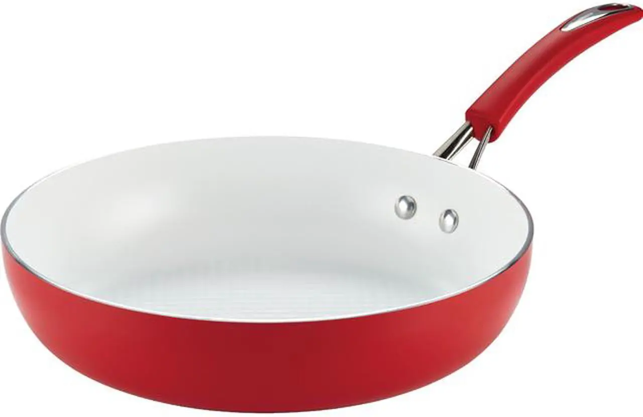 SilverStone 16067 Ceramic CXi Nonstick 12-Inch Deep Skillet, Chili Red ...