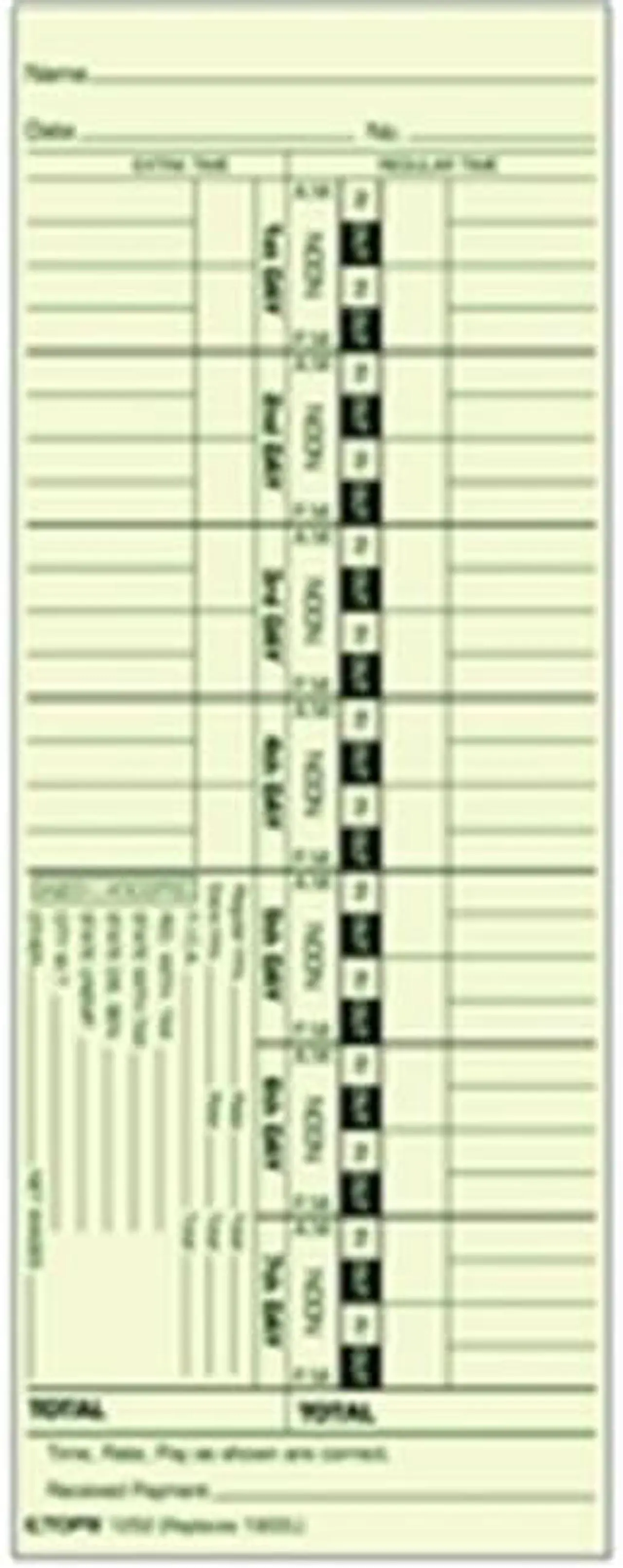 Tops Time Cards 143lb. Numbered Days 3-1/2"x9" 100/PK 12523 - Newegg.com