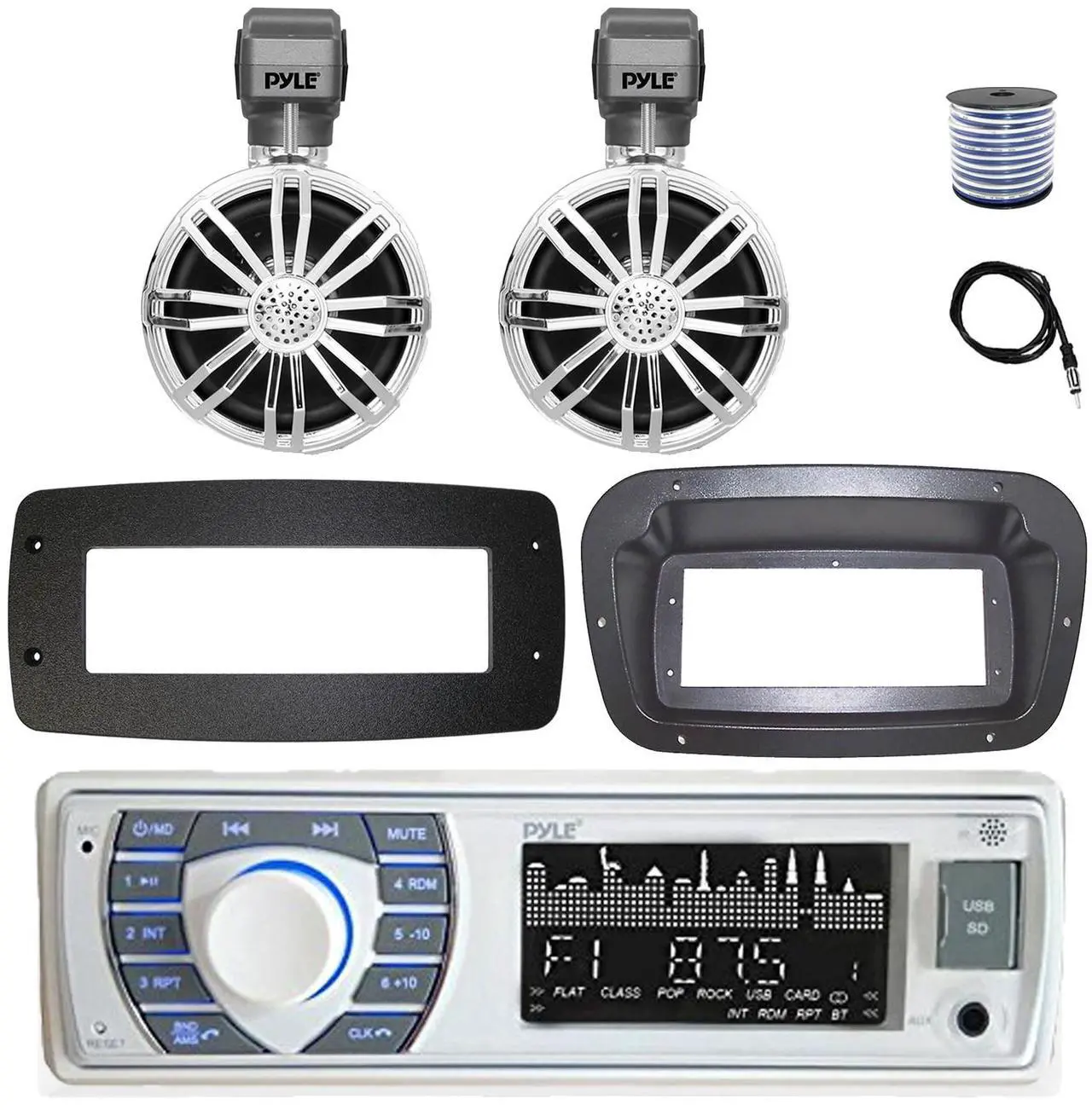 Pyle PLRMR23BTW Single DIN Bluetooth Marine MP3 Stereo Receiver, Spa ...