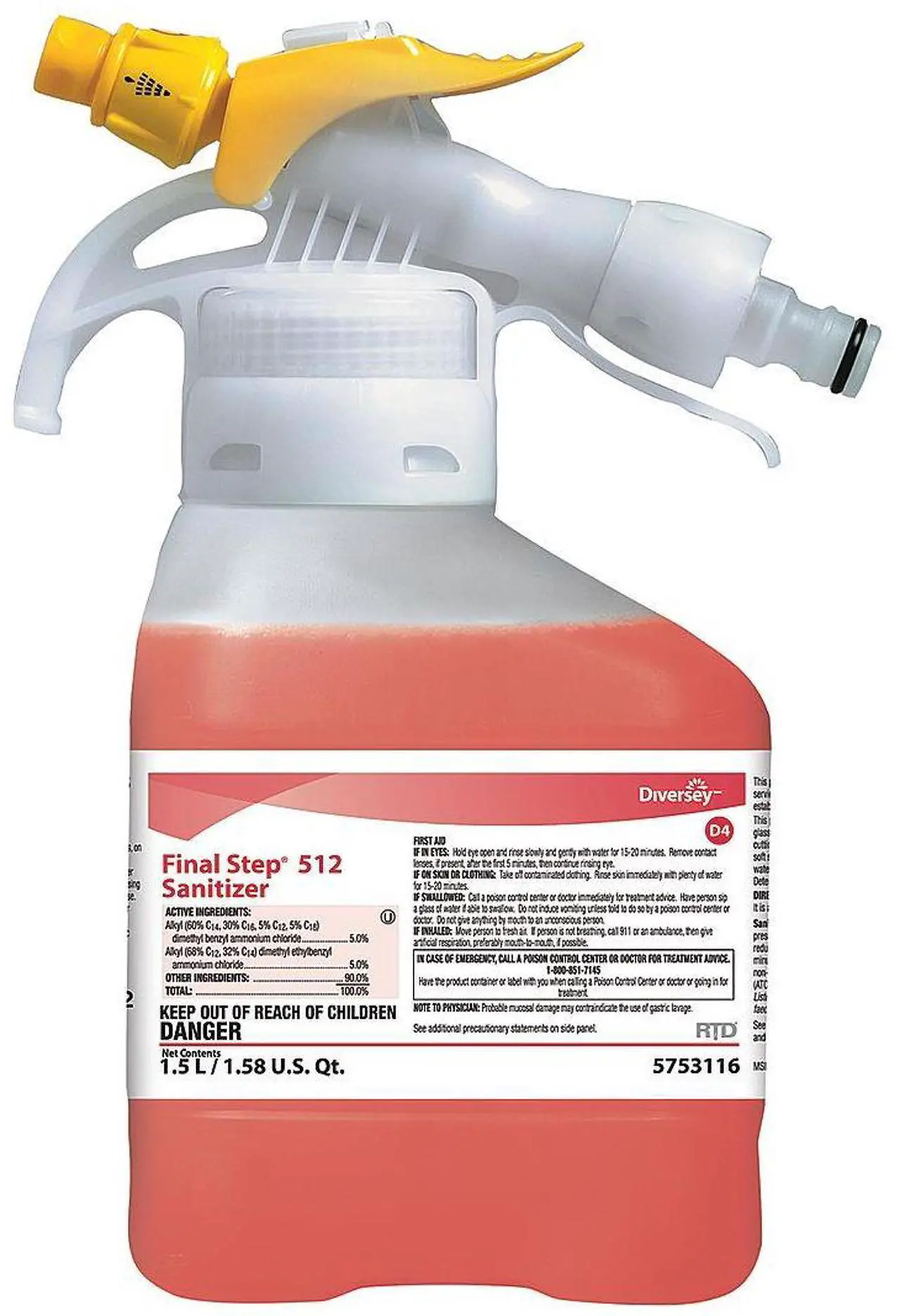 Diversey Food Service Sanitizer For Use With RTD Chemical Dispenser, 2 ...