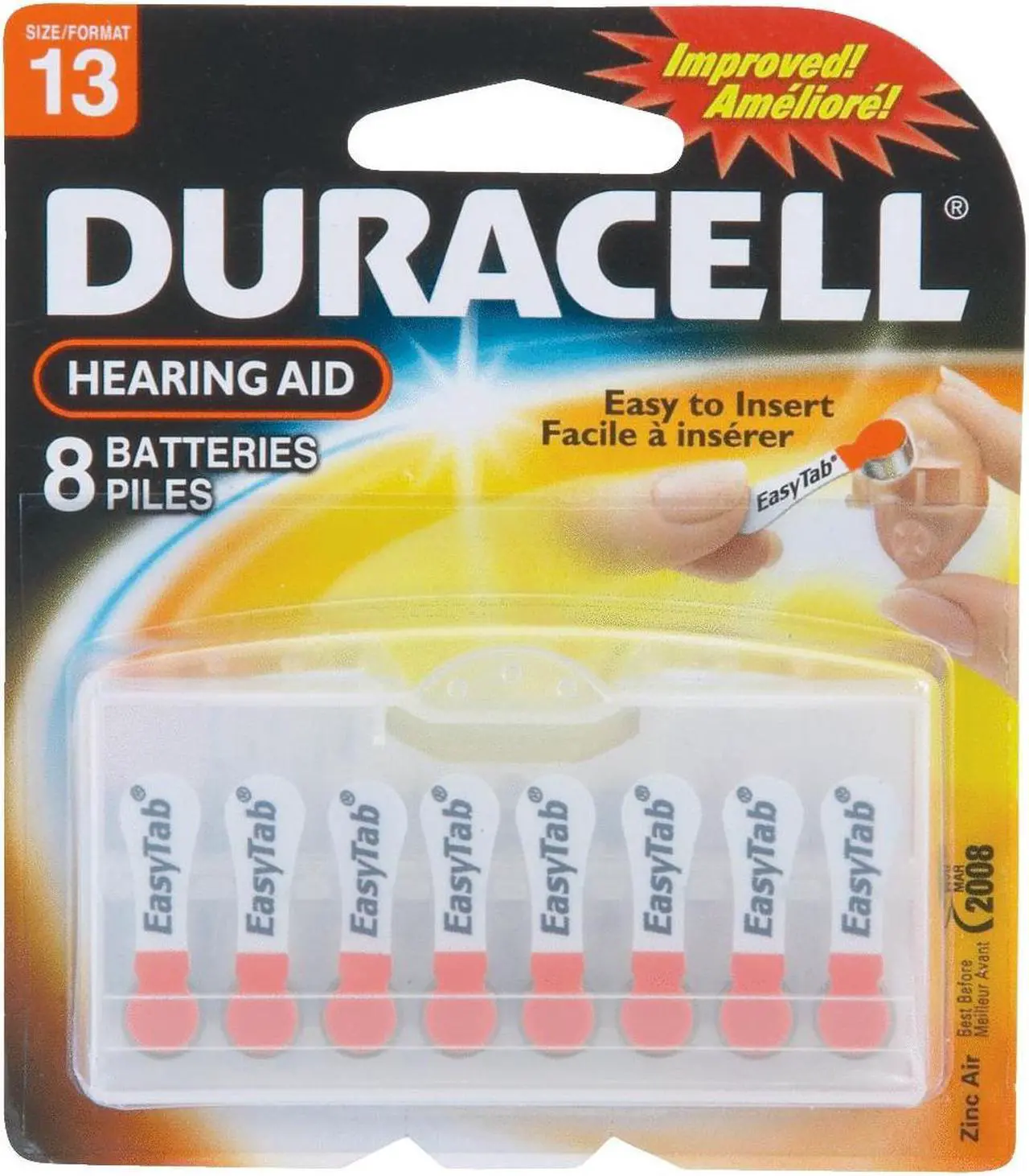 DURACELL Hearing Aid Easy Tab 13 Zinc Air Battery, 8-pack - Newegg.com