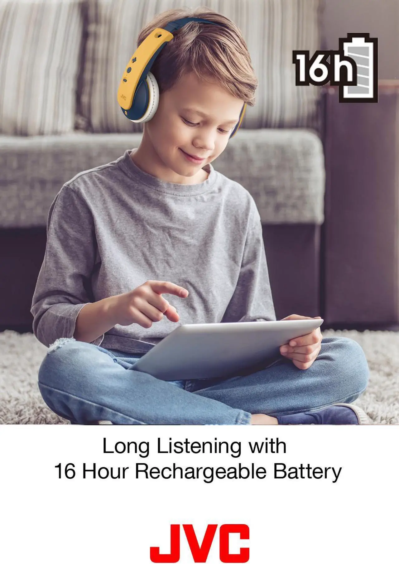 JVC Bluetooth Kids Headphones, 16 Hours Play time, Active Volume ...