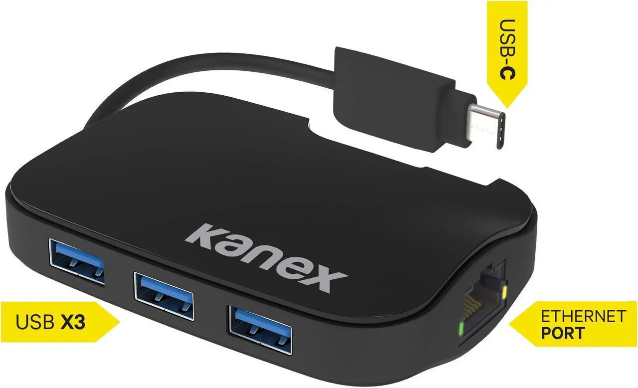 kanex K181-1046-BK USB-C 3-port Portable Hub with Gigabit Ethernet - Newegg.com