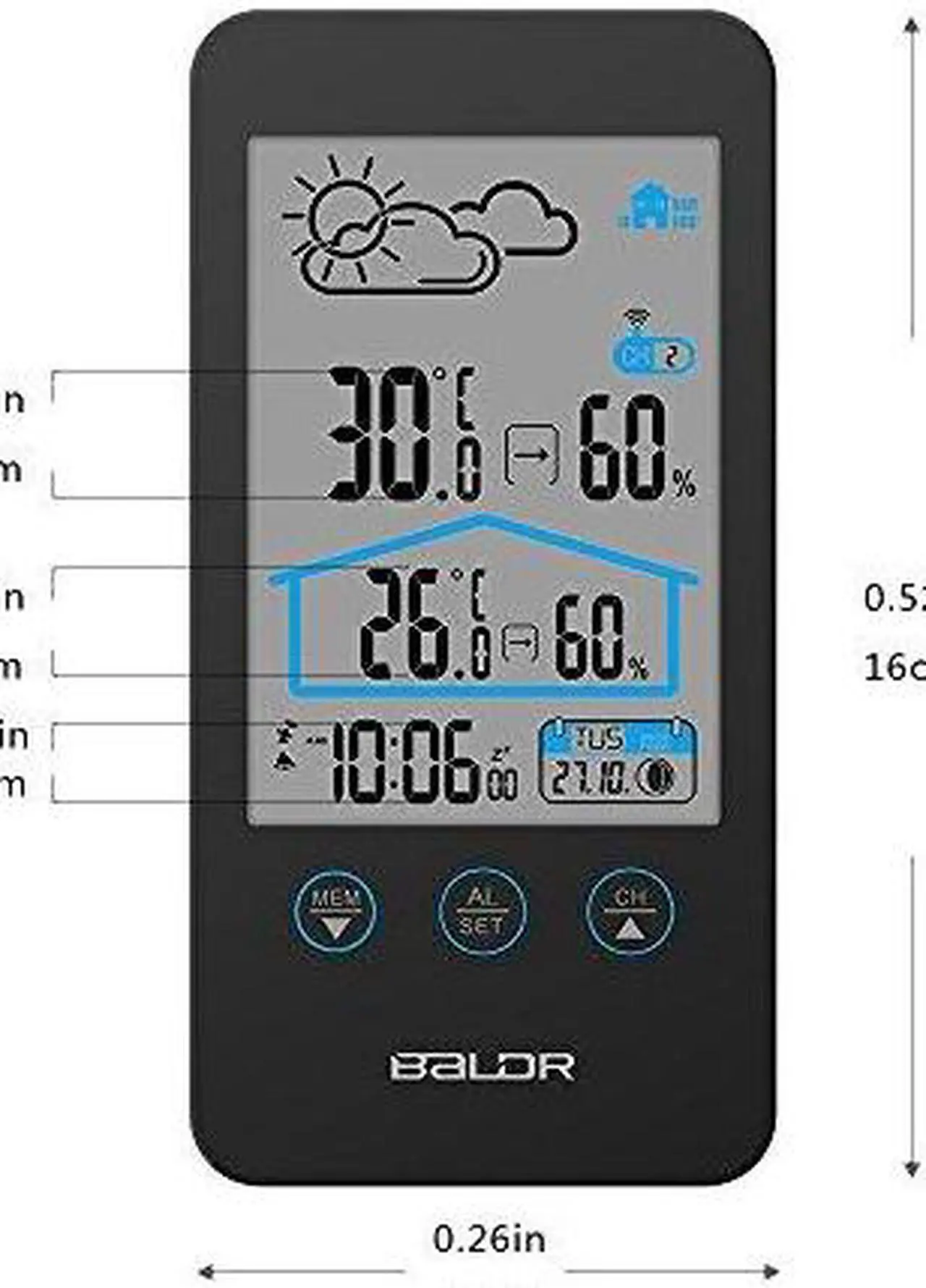 Baldr Wireless Touch Button Weather Station - Newegg.com