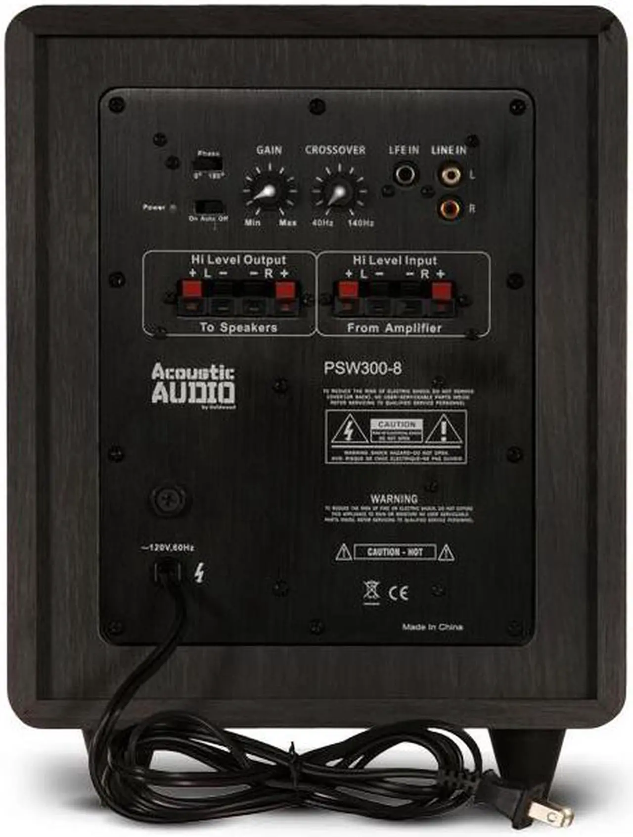 Acoustic Audio PSW300-8 Home Theater Powered 8" LFE Subwoofer Black ...