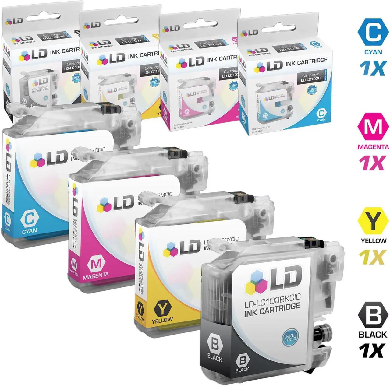 LD Products Compatible Ink Cartridge Replacement for Brother LC103 High ...