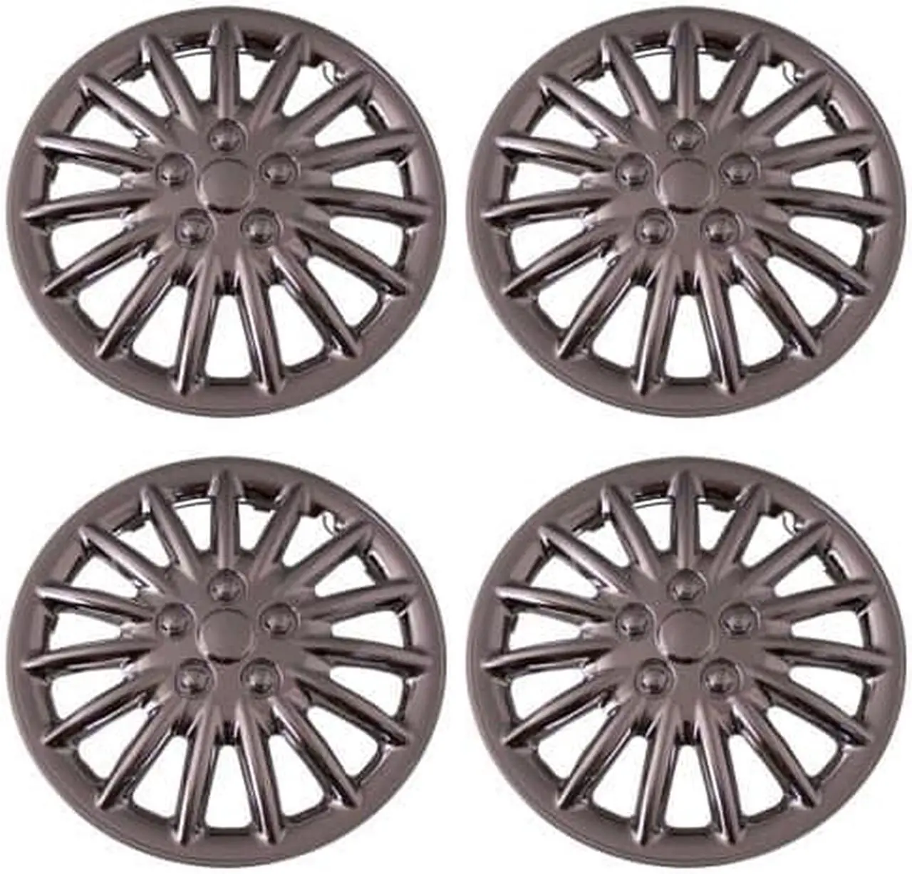 Set of 4 Chrome 17 Inch Aftermarket Replacement Hubcaps with Metal Clip ...