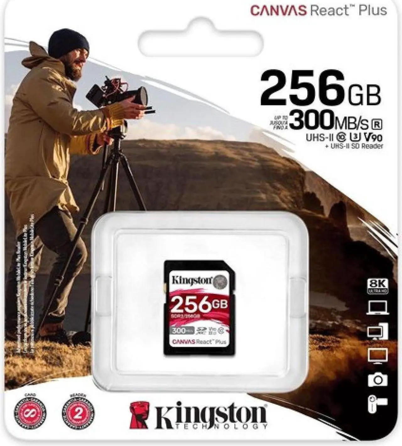 Kingston Canvas React Plus 256GB Secure Digital Extended Capacity (SDXC) Flash Card Model SDR2 ...