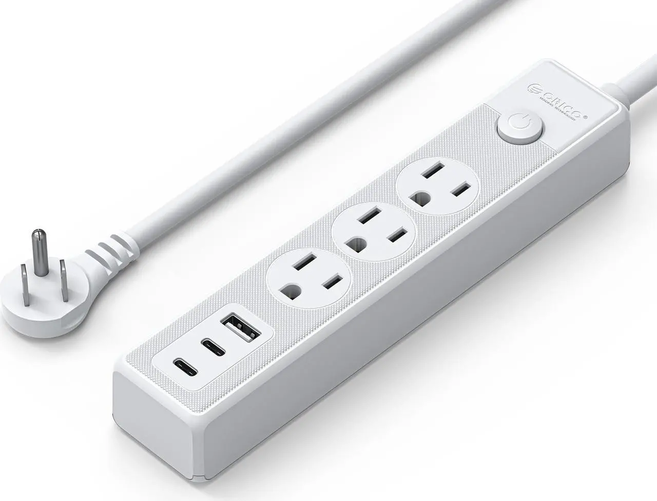 ORICO Flat Plug Power Strip with 3 Widely Outlets 1 USB A Port 2 USB C ...