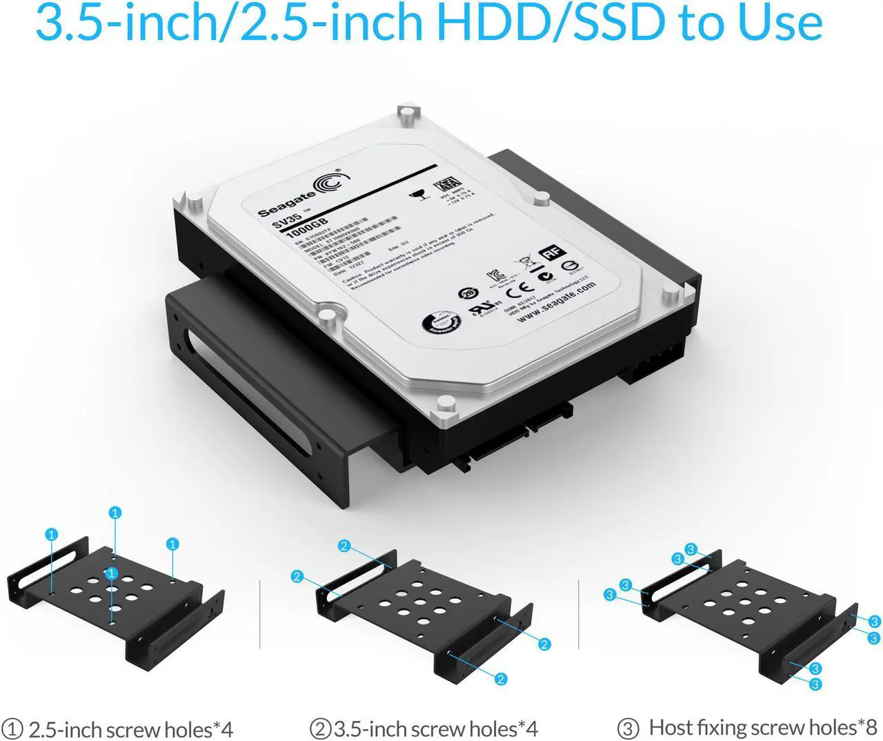 ORICO Aluminum 5.25 inch to 2.5 or 3.5 Inch Internal Hard Disk Drive ...