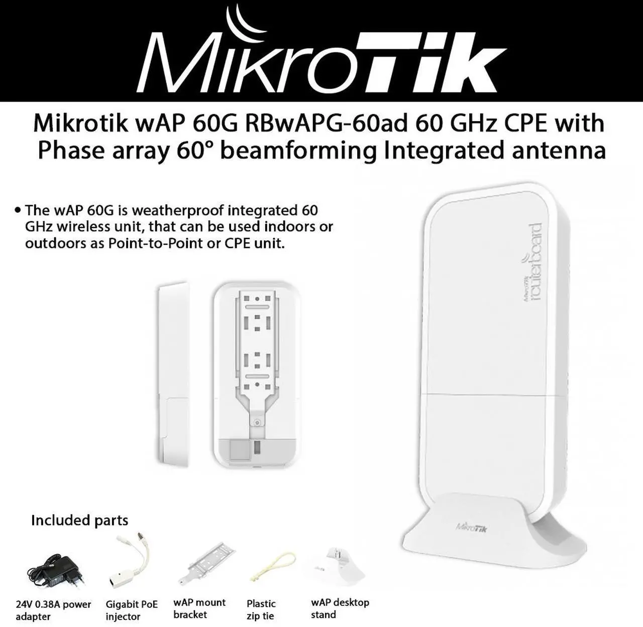 Mikrotik wAP 60G RBwAPG-60ad 60 GHz CPE with Phase Array 60 Degree Beamforming Integrated ...