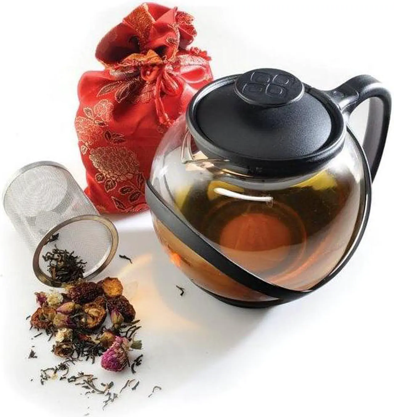 Primula Asha Glass Teapot, Includes Infuser and Lid with 2 Flowering ...