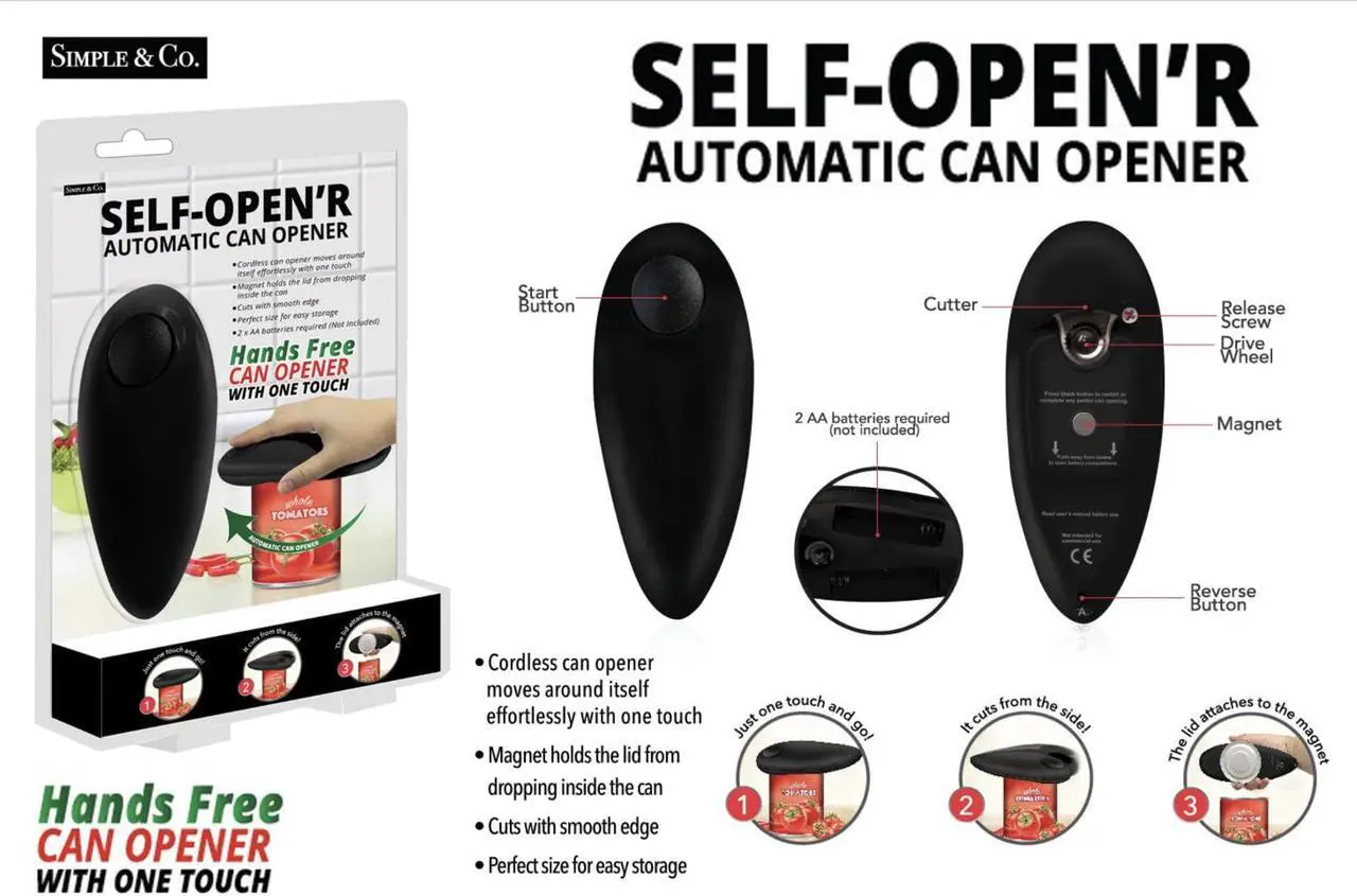 Self-Open'r Automatic Can Opener: Effortless, Hands-Free Convenience ...
