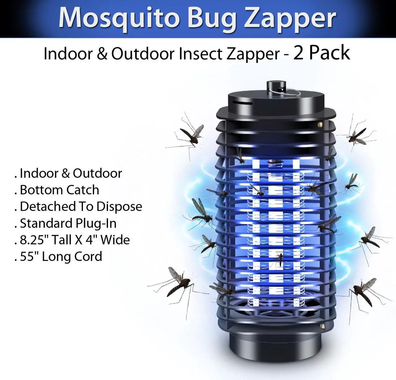 Two-Pack Mosquito Bug Zappers: Keep Bugs Away Indoors and Outdoors ...