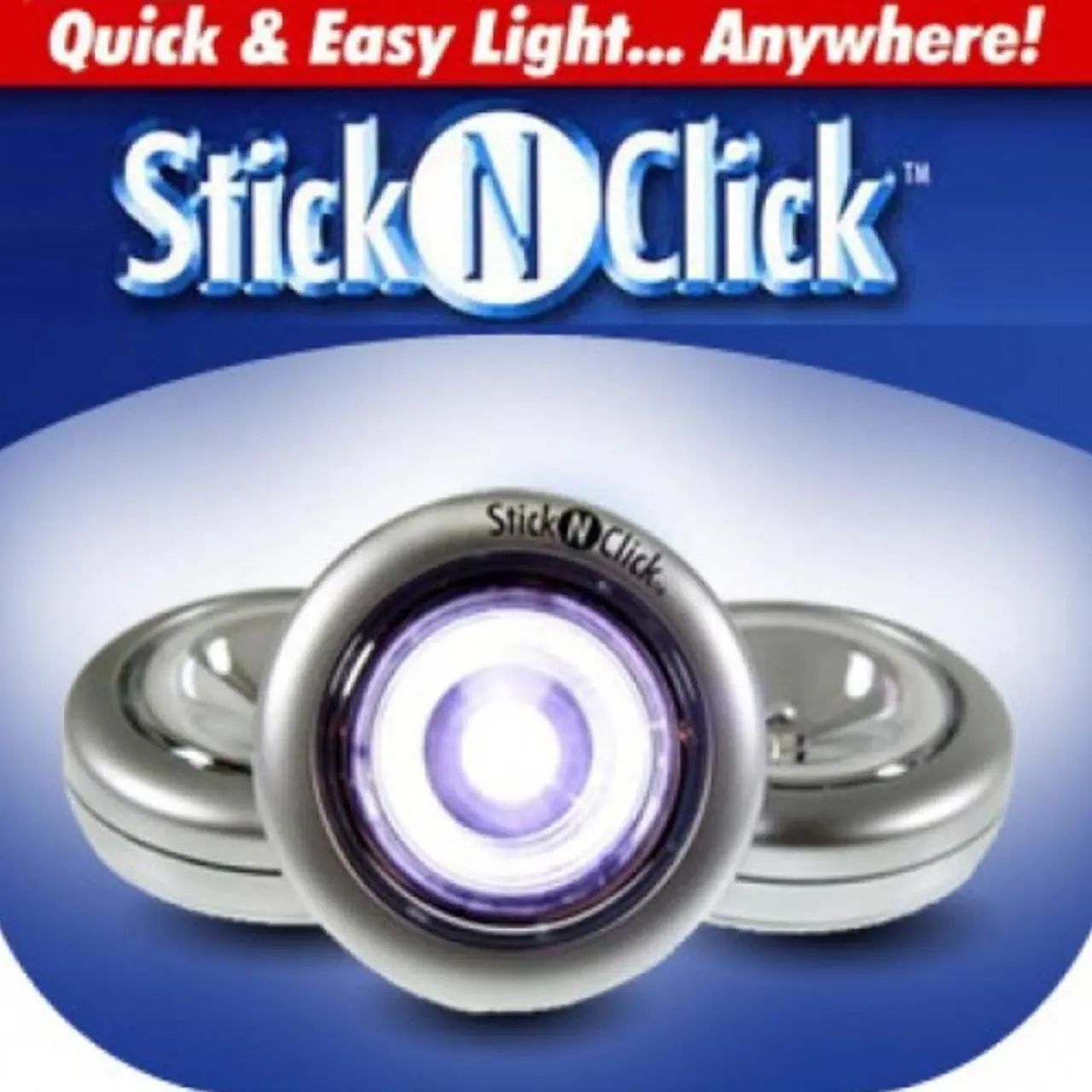 Round Stick 'N' Click - Peel and Stick LED Lights - Set of 3 - Silver ...