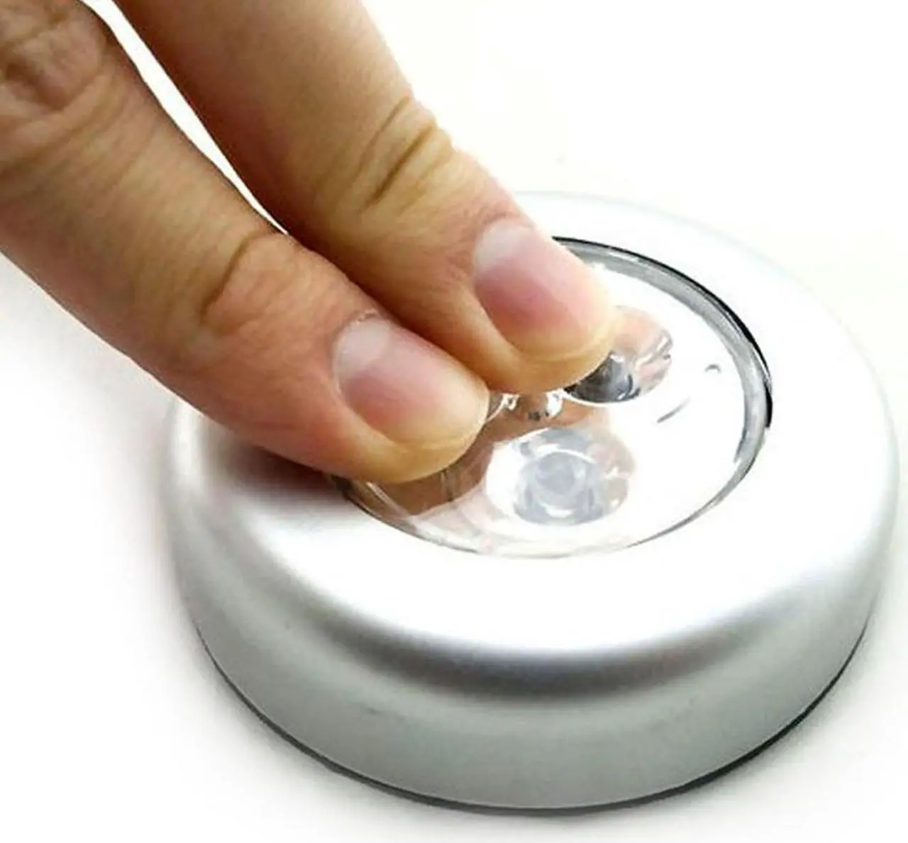 Round Stick 'N' Click - Peel and Stick LED Lights - Set of 3 - Silver ...