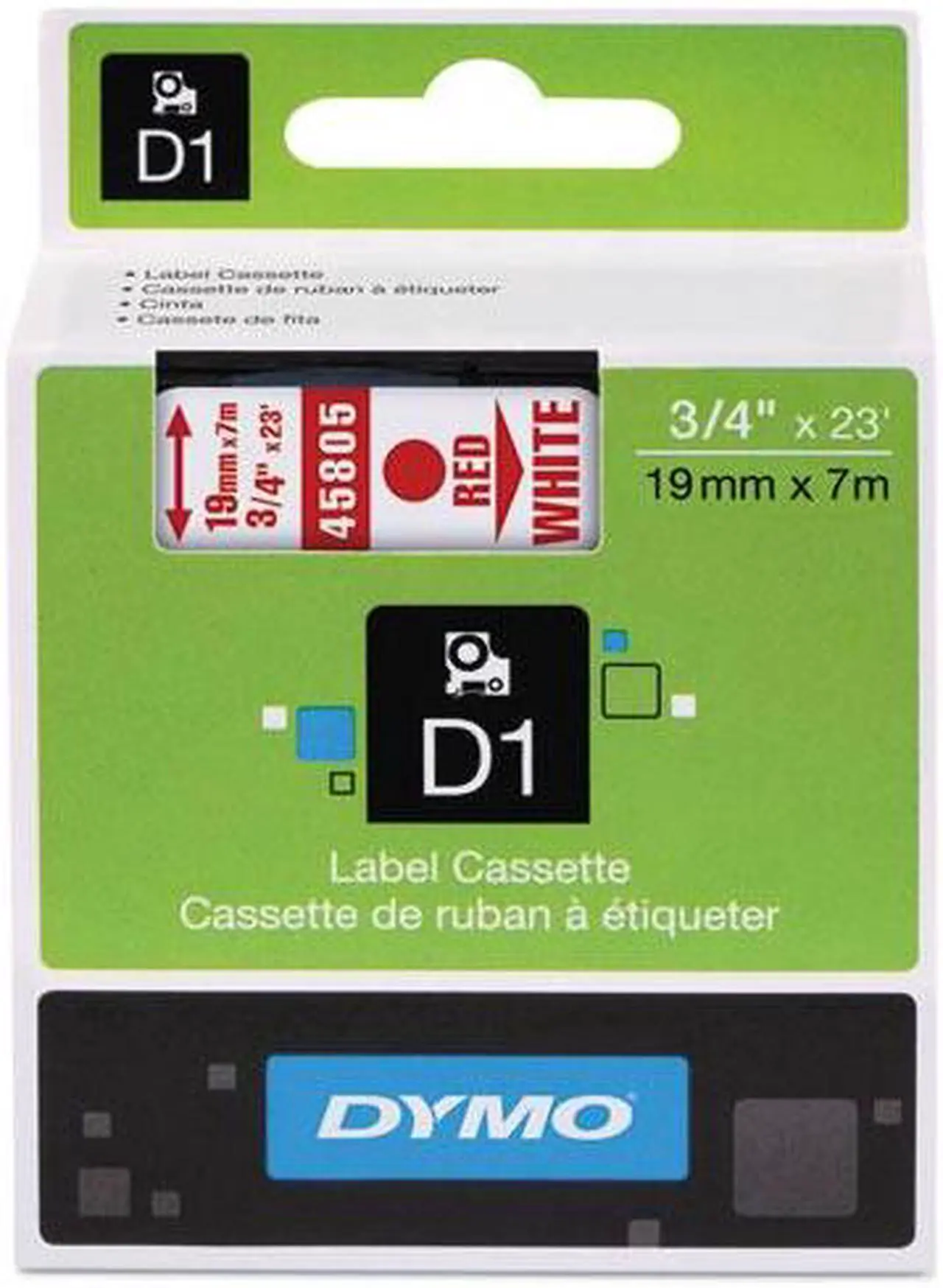 D1 Standard Tape Cartridge For Dymo Label Makers, 3/4In X 23Ft, Red On ...