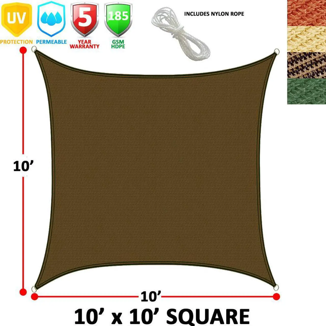 Modern Home Sail Shade Square (10' Sides) - Chocolate - Newegg.com