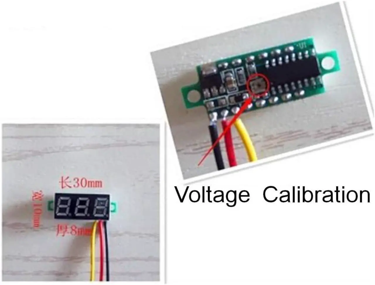 Ultra-small 0-100V DC 3-Wire Voltmeter 3-Digit LED Volt Meter Voltage ...