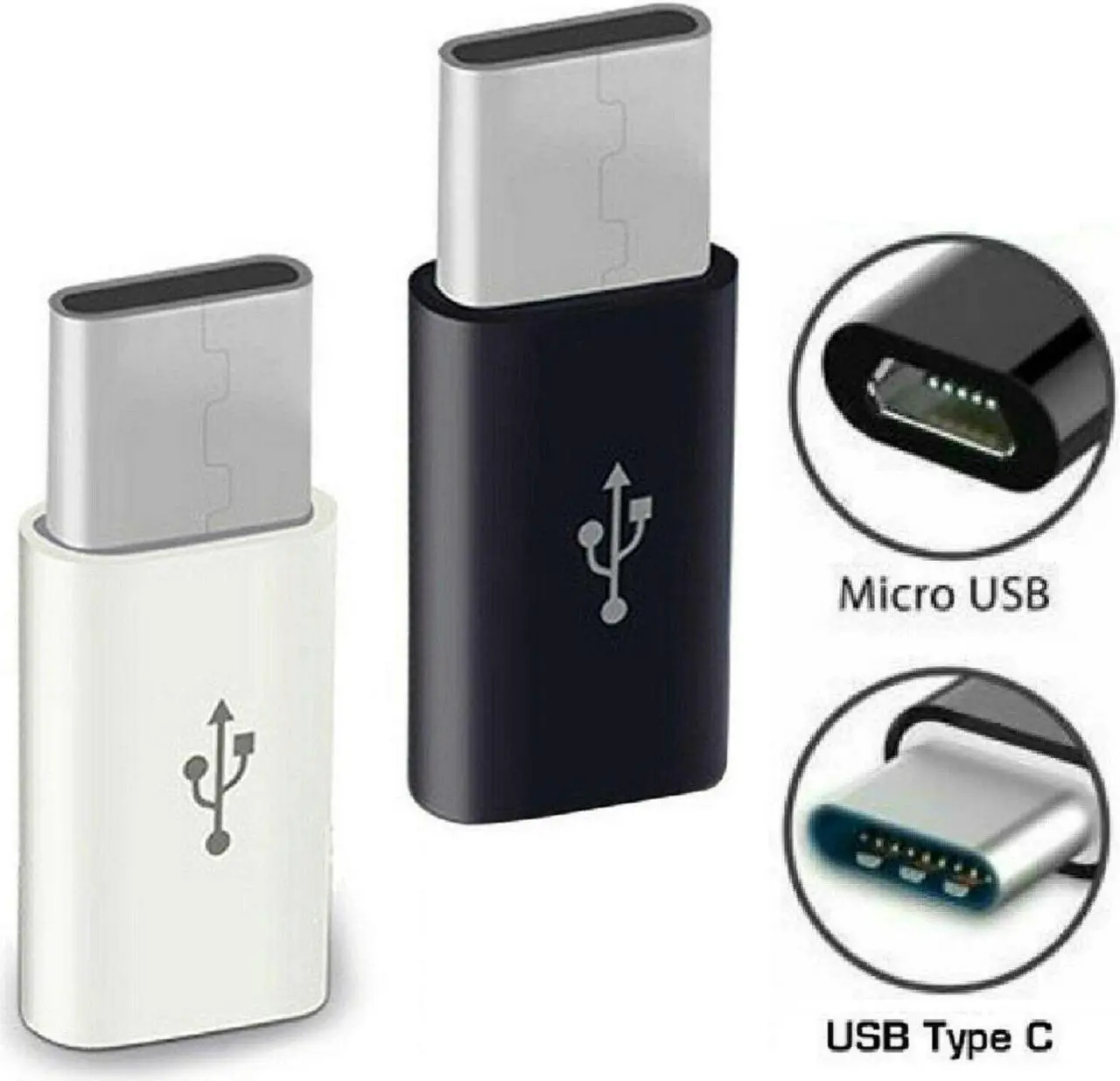 Micro USB Female to Type C Male Adapter Converter Micro-B to USB-C ...