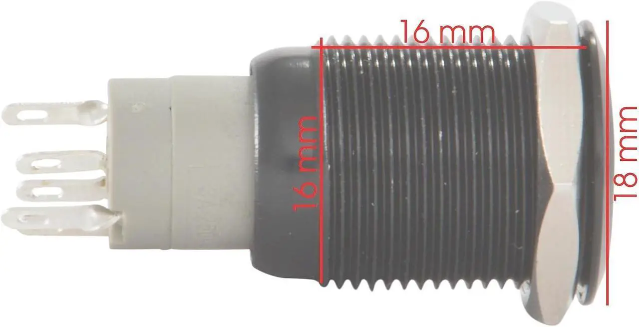 16mm 12V LED Momentary Push Button Black Metal Power Switch, Red ...