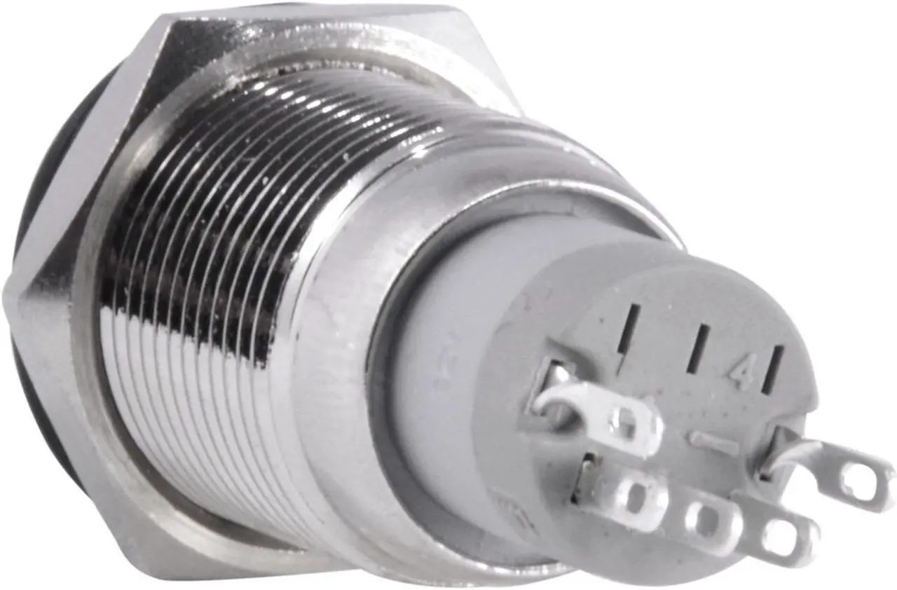 JacobsParts Momentary Pushbutton Starter Switch Circular Metal Silver ...