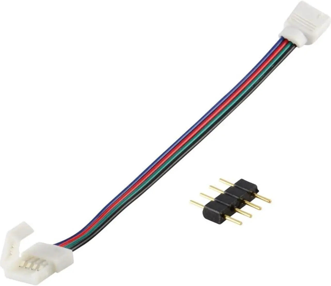 10x 4-wire Solderless Clip to 4-pin Male 6-inch Cable for RGB LED Strip ...