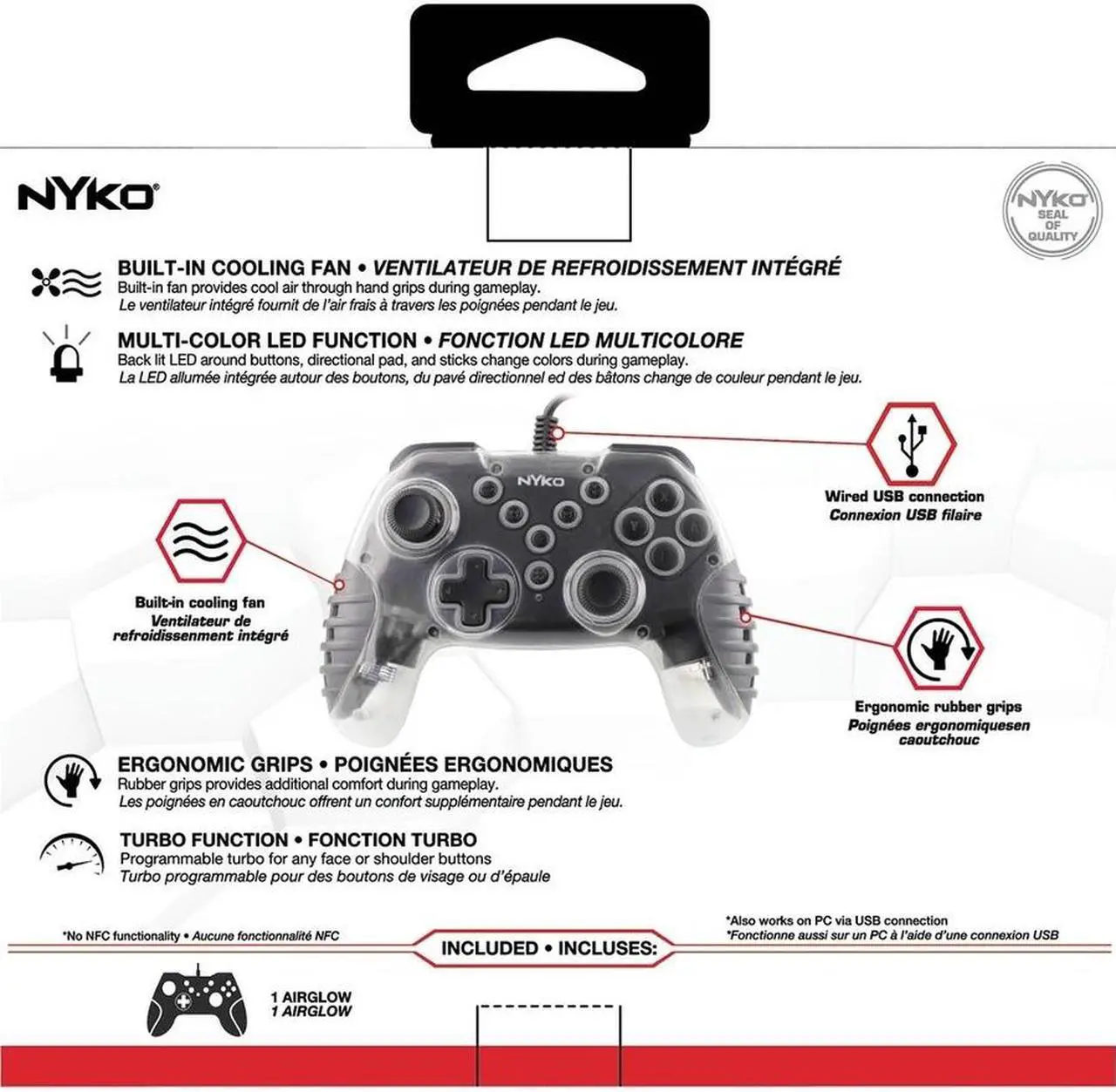 Nyko Air Glow Wired Controller - Transparent, Nintendo Gaming Remote ...