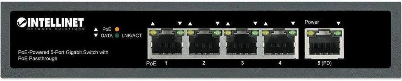 Intellinet PoE-Powered 5-Port Gigabit Switch with PoE Passthrough, One ...