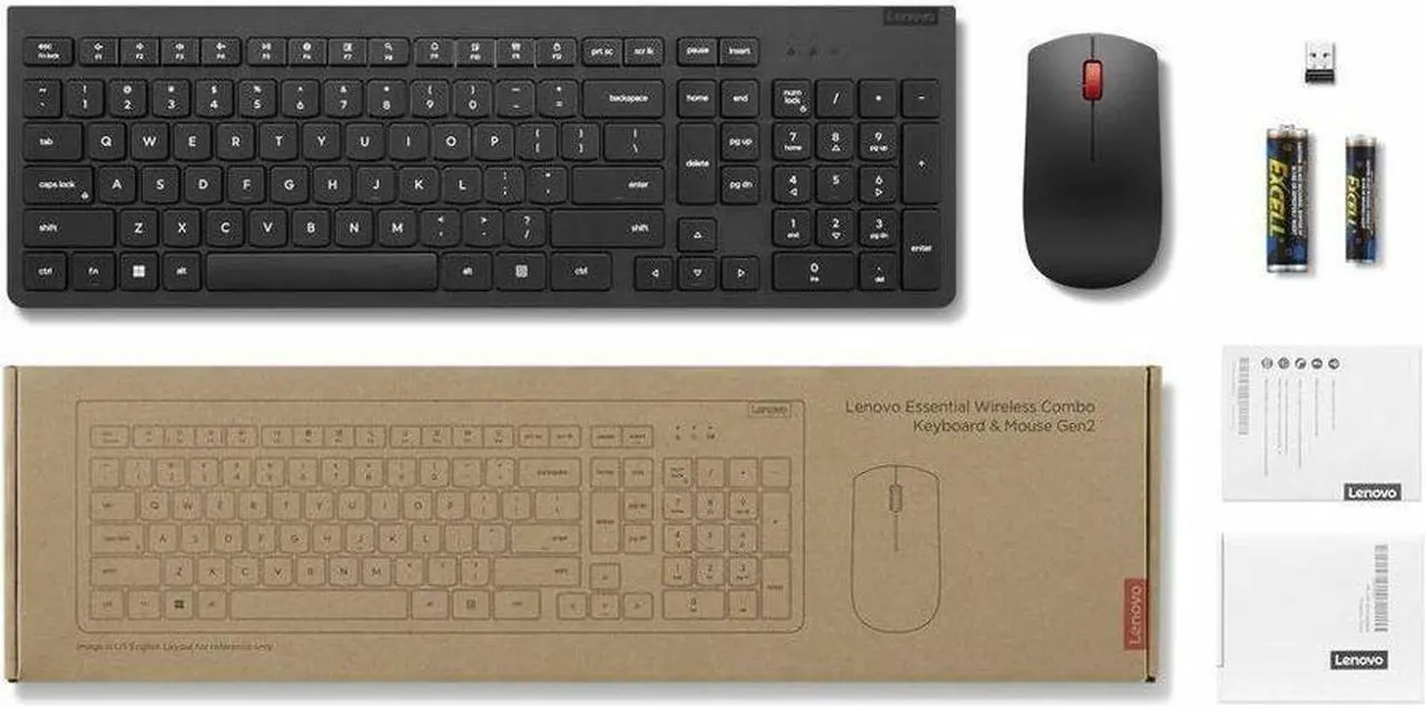 Lenovo Essential Wireless Combo Keyboard & Mouse Gen2 Black - Newegg.com