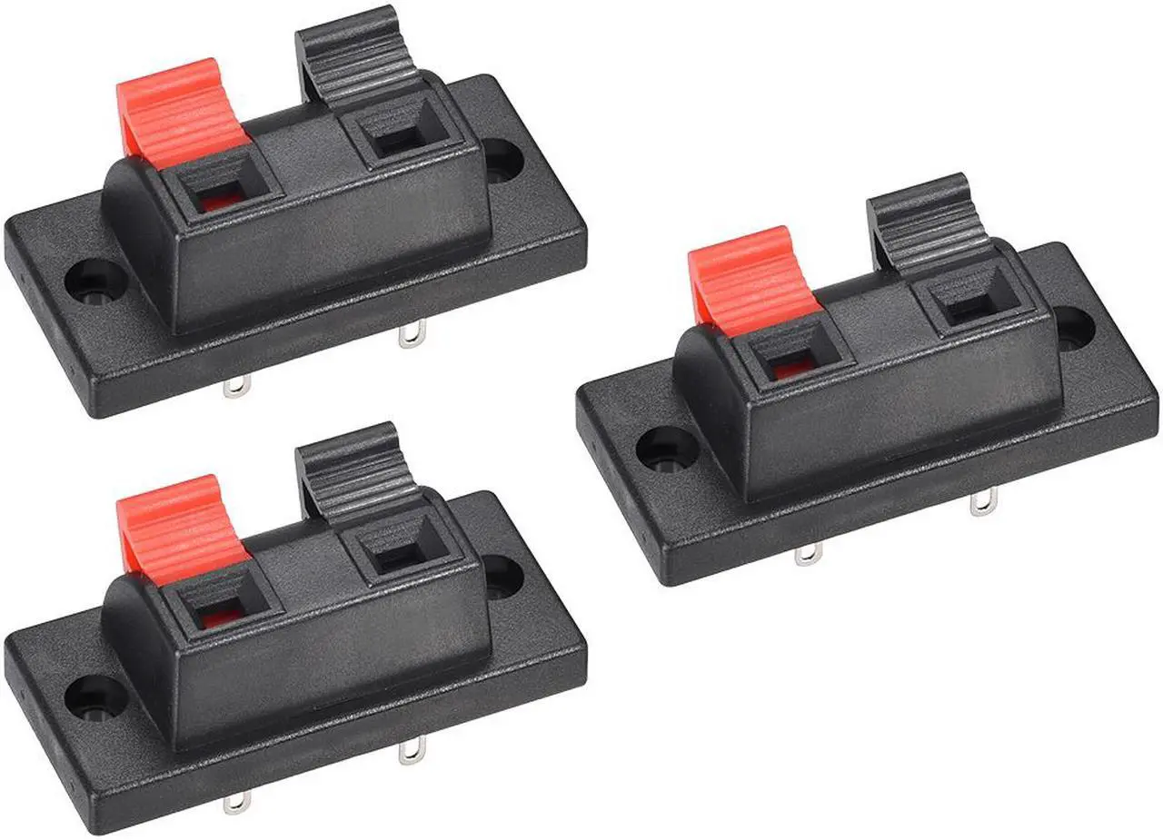 2 Way Spring Speaker Terminal Clip Push Release Connector Audio Cable ...