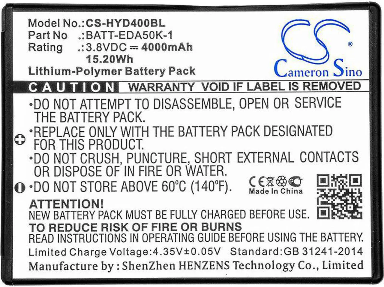 Battery for Honeywell 50134176-001 BAT-EDA50 EDA50 EDA50hc Scanpal ...
