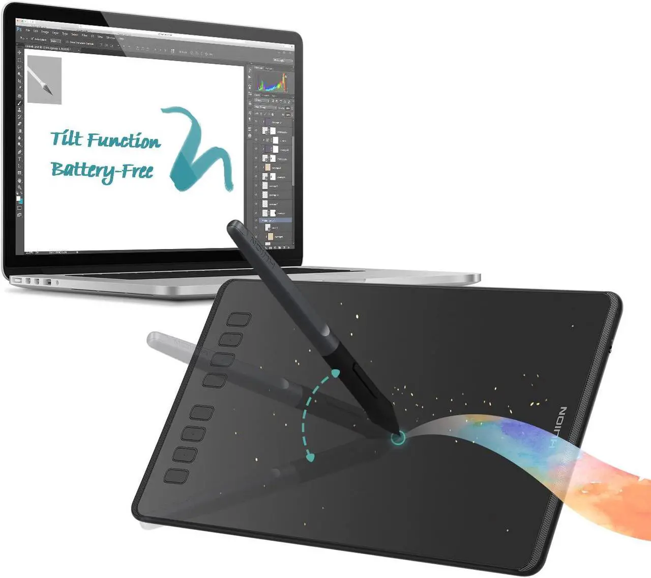 HUION Inspiroy H950P Drawing Tablets Digital Drawing Pad Computer Graphic Tablet, Tilt Feature ...
